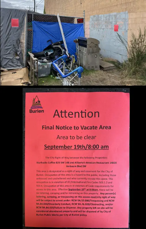 Burien Plans to Clear Homeless Camp Behind Starbucks on 9/19/24 ...